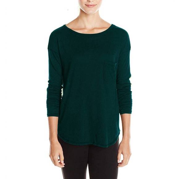Three Dots | Tops | New Three Dots Long Sleeve Pocket Tee In Teal ...